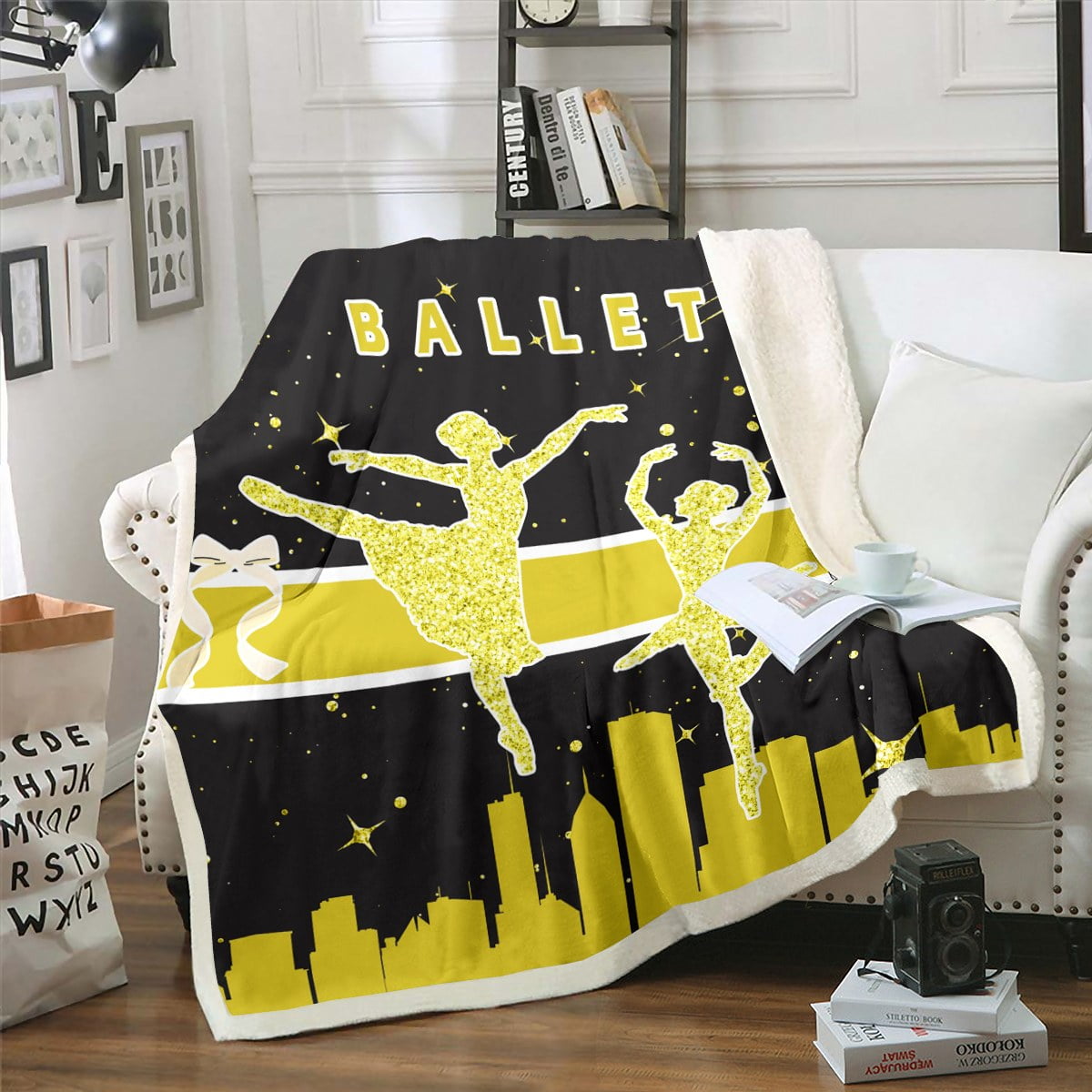 Yst Ballet Girls Throw Blanket For Couch Dance Fleece Blanket Gold