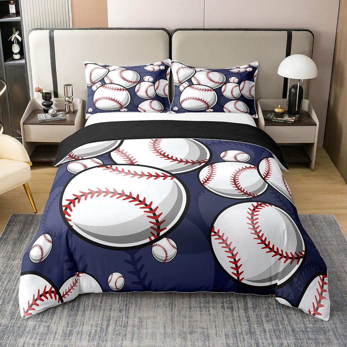 Erosebridal Baseball 100% Cotton Bedding Set 3D Ball Sports Duvet Cover ...