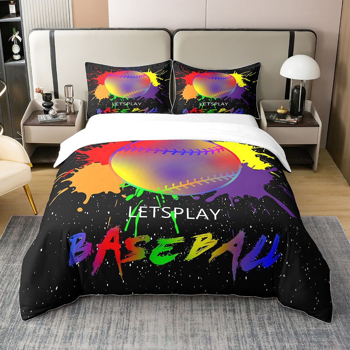 YST Baseball 100% Cotton Duvet Cover for Boys Teens,Ball Sports Theme ...