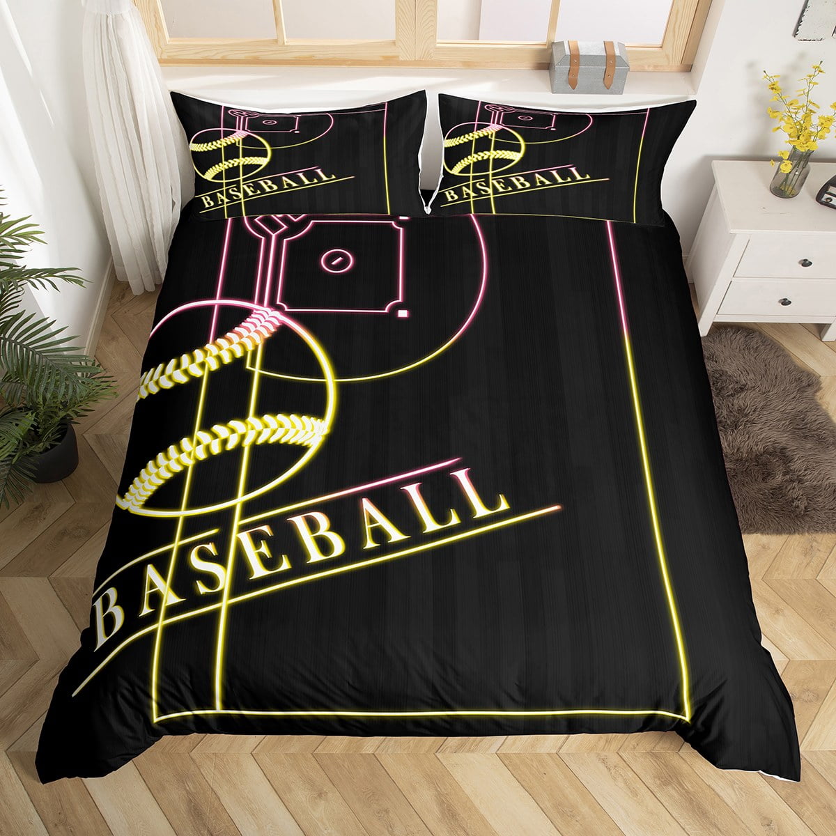 YST Baseball Bedding Sets King Sports Comforter Cover for Boys Room ...