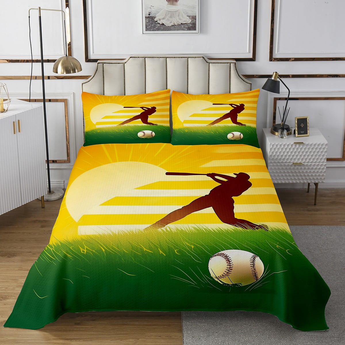 YST Baseball Game Kids Quilt Set 3D Sports Themed Coverlet Set ...