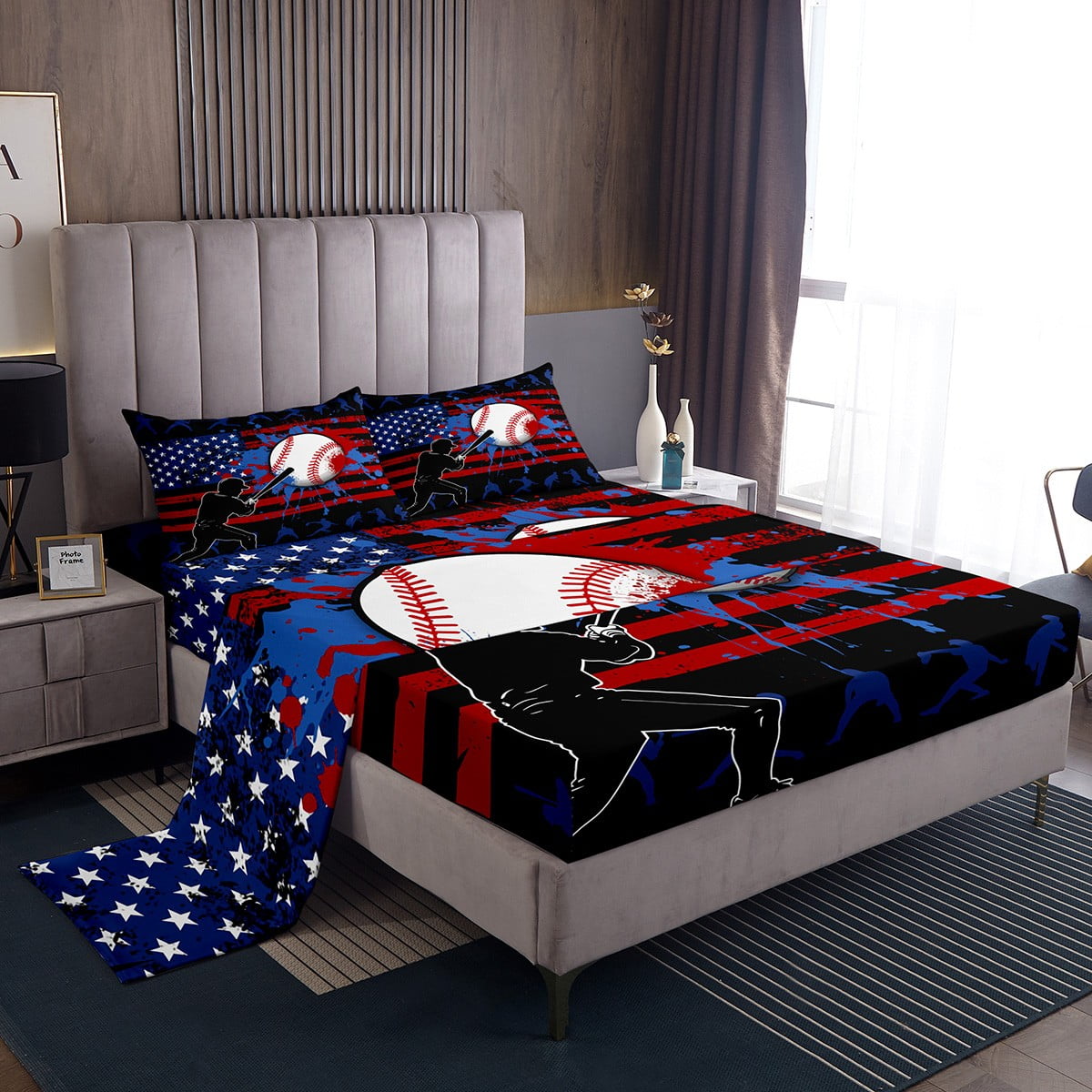 Baseball Sheets American Flag Bed Sheets Set Sports Games Sheet Set ...