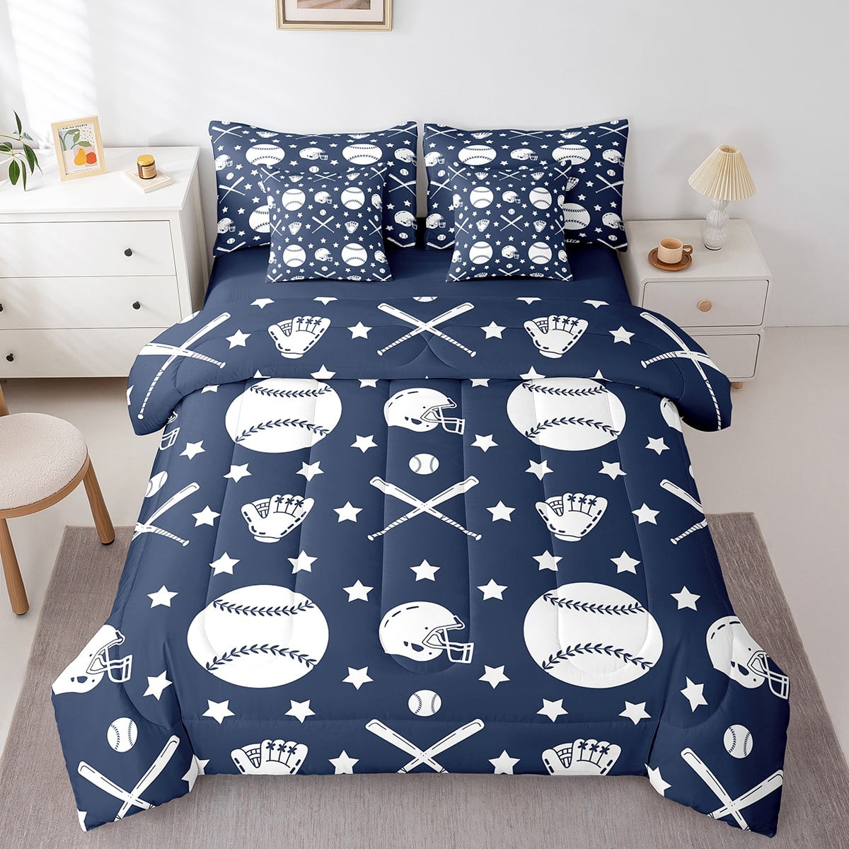 YST Baseball Sheet Set Kids Sports Games Comforter 7 Pieces Bed In A ...