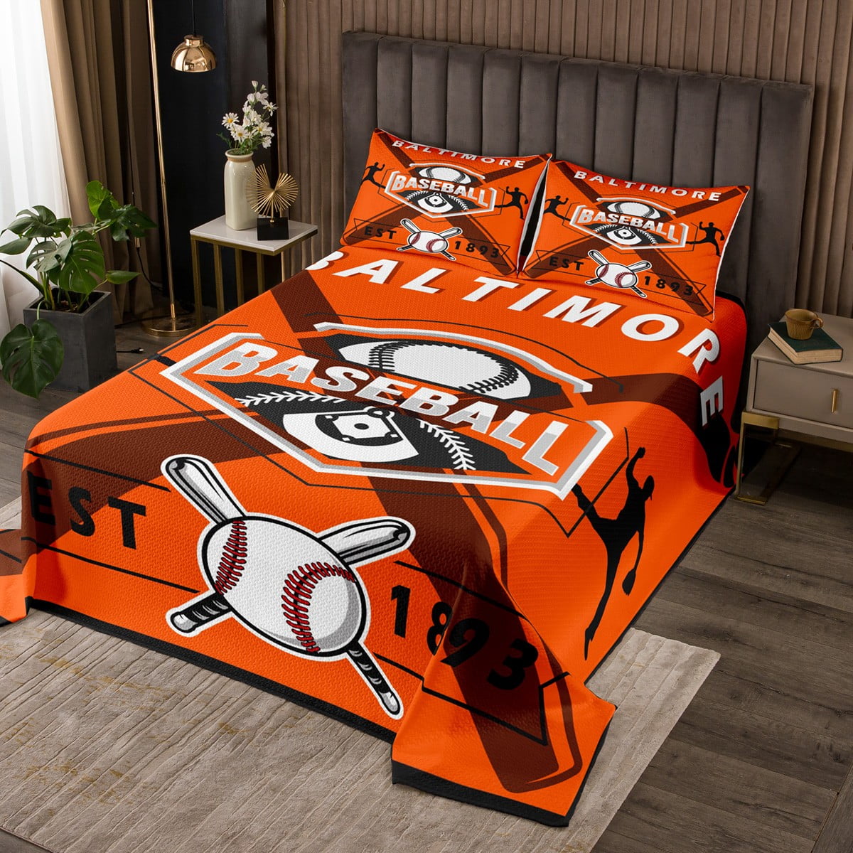 Baseball Themed Coverlet Set for Twin Bed,Baseball Fans Quilt Set ...