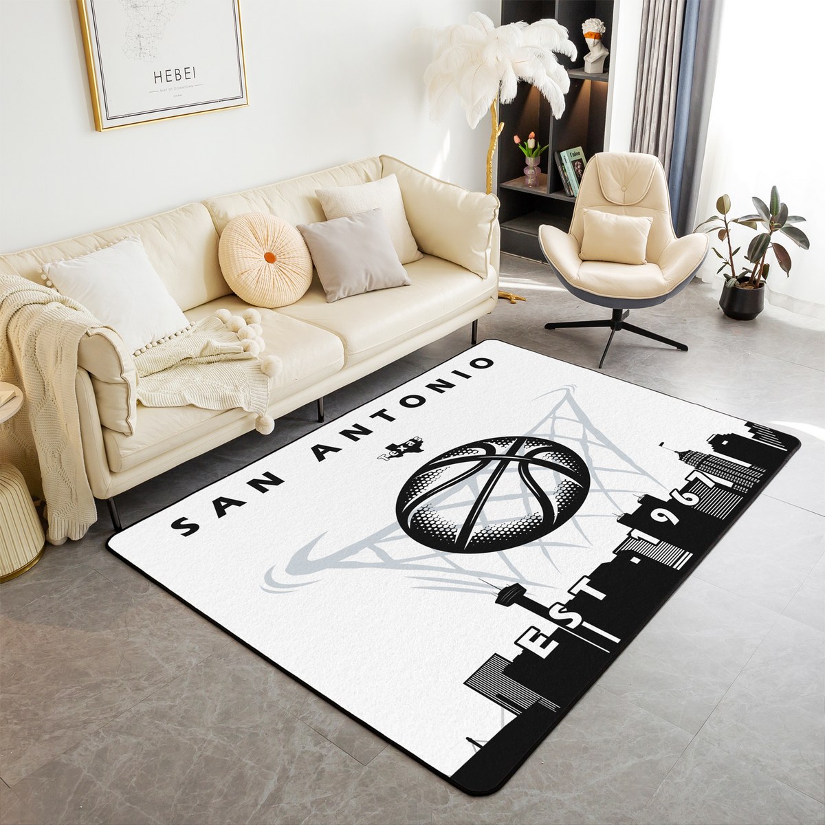 Erosebridal Basketball Area Rug Bedside,5x7 Basketball Carpet ...