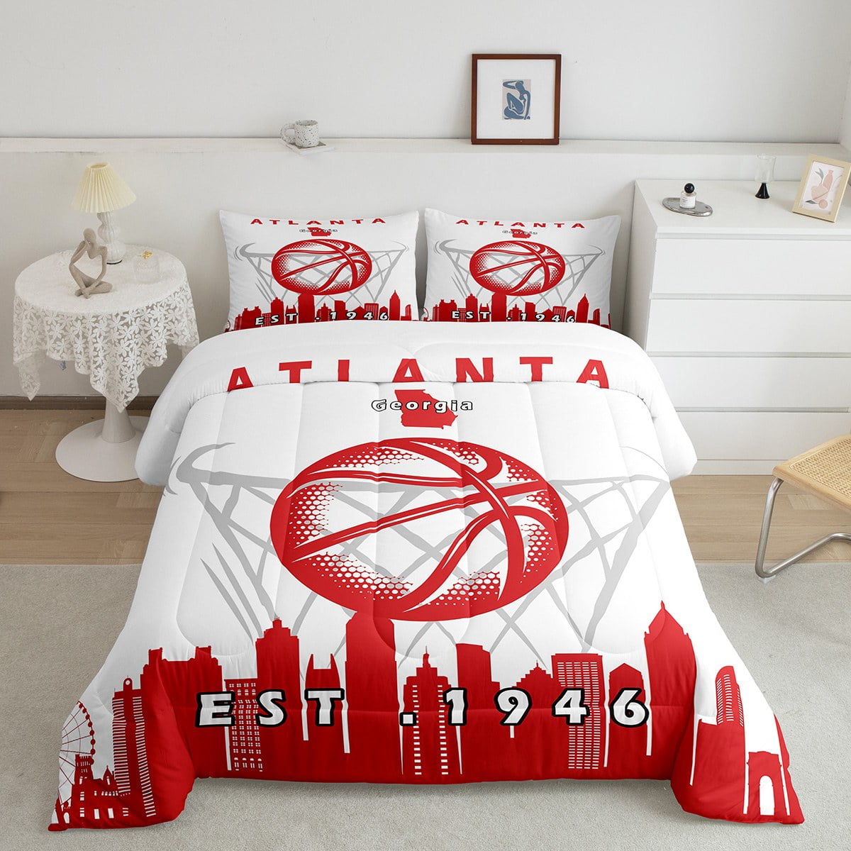 Basketball Bed Set King, Basketball Bedding Set, Basketball Team City ...