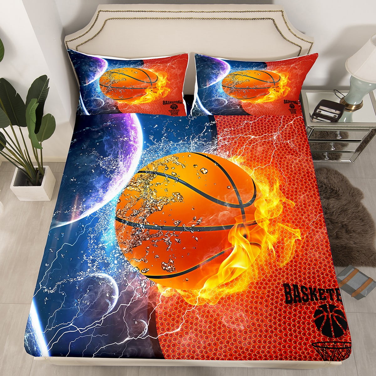 Basketball Bedding Set Queen Size,Ball Games Sports Fitted Sheet ...