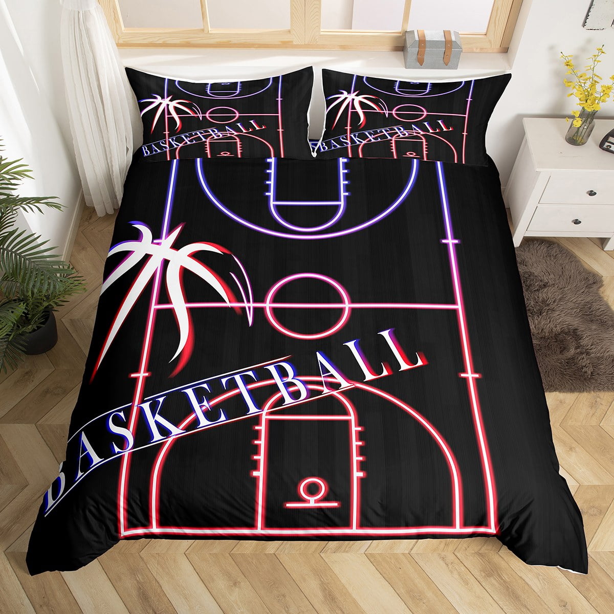 YST Basketball Bedding Sets Queen for Boys Room Sport Comforter Cover ...