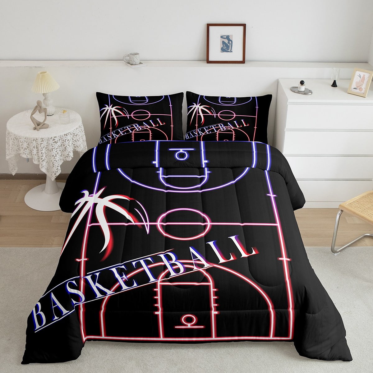 YST Basketball Comforter Full for Boys Room Sport Bedding Set, Glowing ...