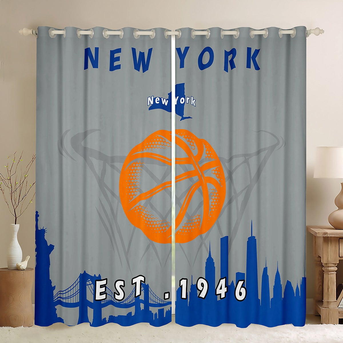 Erosebridal Basketball Curtains for Teen,Basketball City Blackout ...