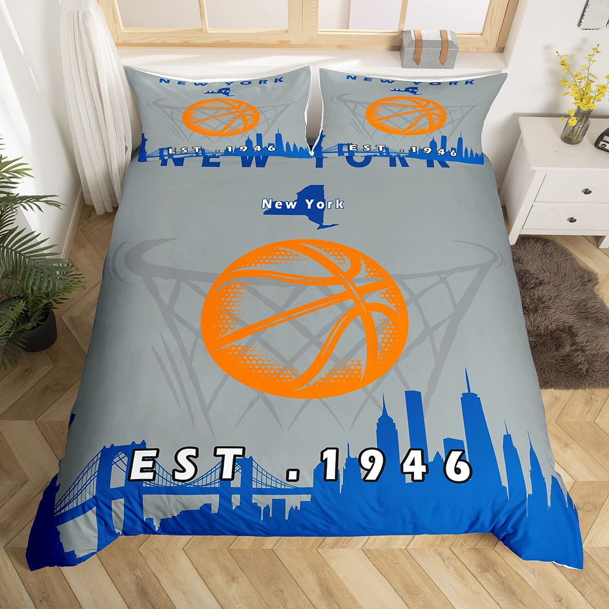 YST Basketball Duvet Cover for Teen Boys,Basketball City Bedding Set ...