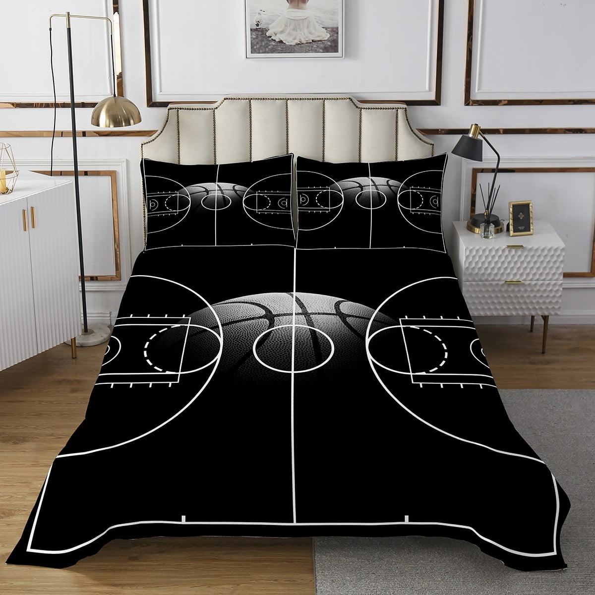 YST Basketball Print Coverlet Set Kids Sports Game Bedspread Set For ...