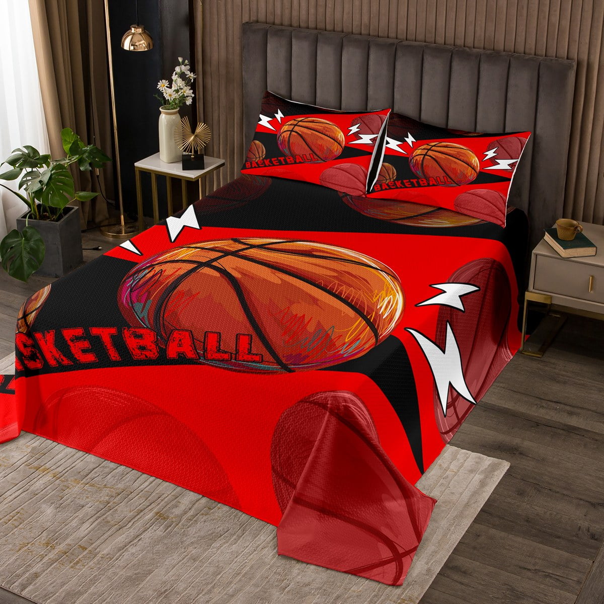 Erosebridal Basketball Twin Bedspread Set Basketball Quilt Set Bedroom ...