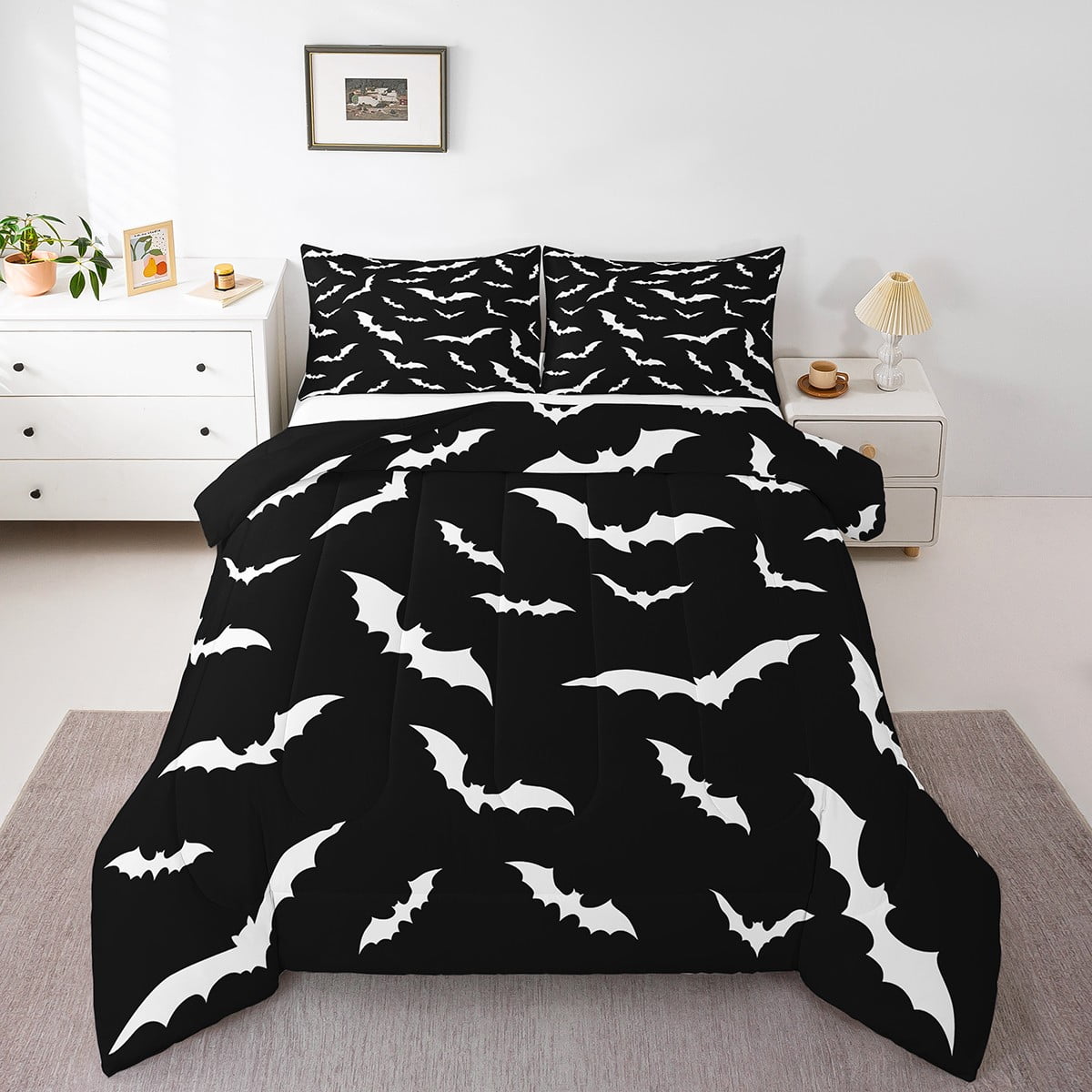 YST Bat Comforter Set Queen Size For Kids Bedroom With 2 Pillow Cases ...