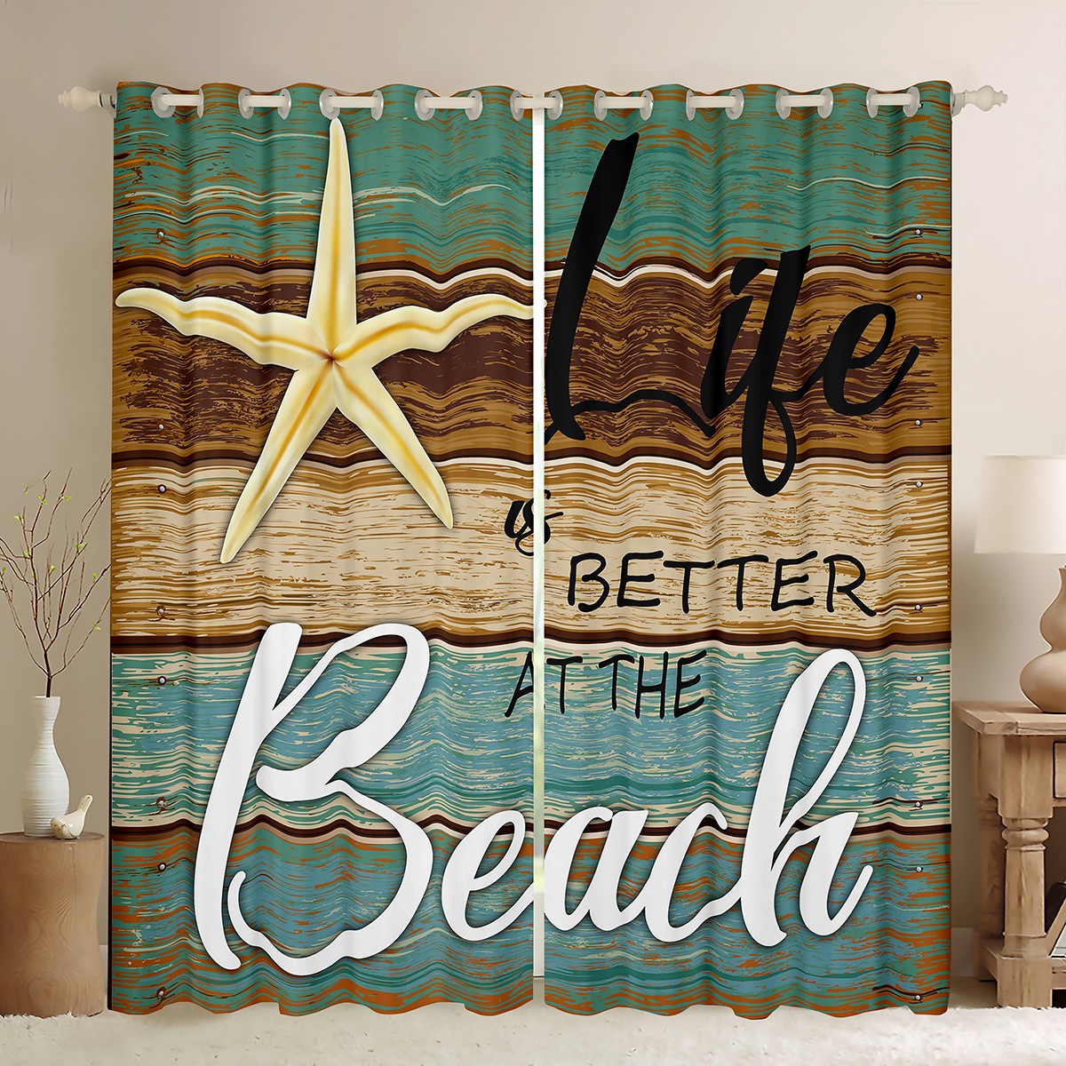 YST Beach Theme Curtains Hawaii Ocean Blackout Curtains, Coastal ...