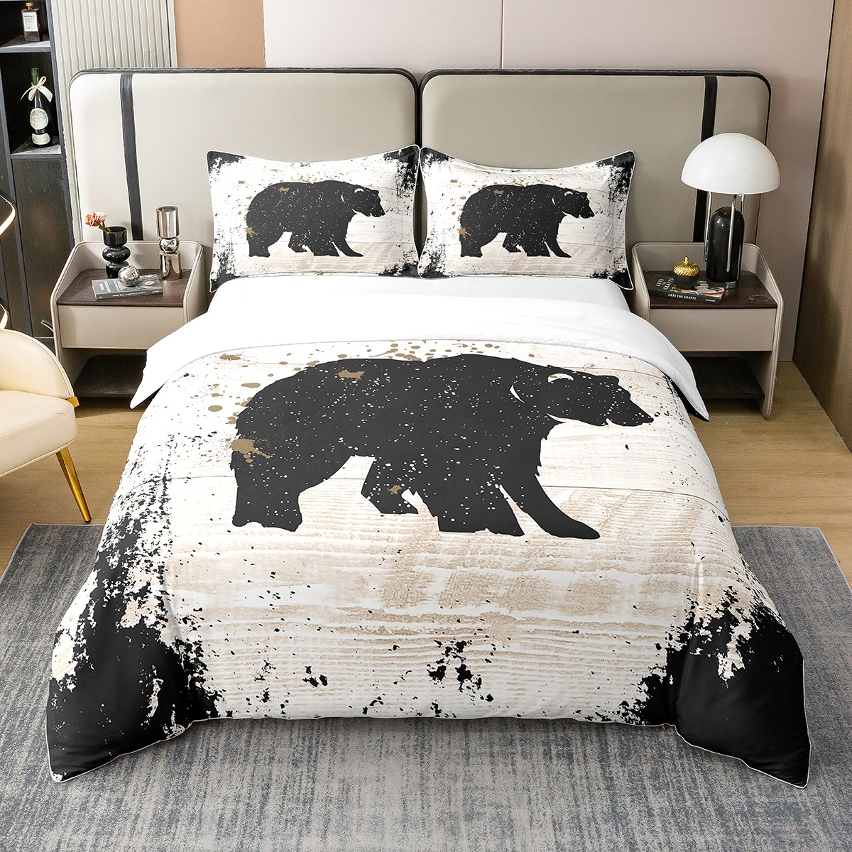 YST Bear 100% Cotton Duvet Cover King,Hunting Animal Bedding Set ...