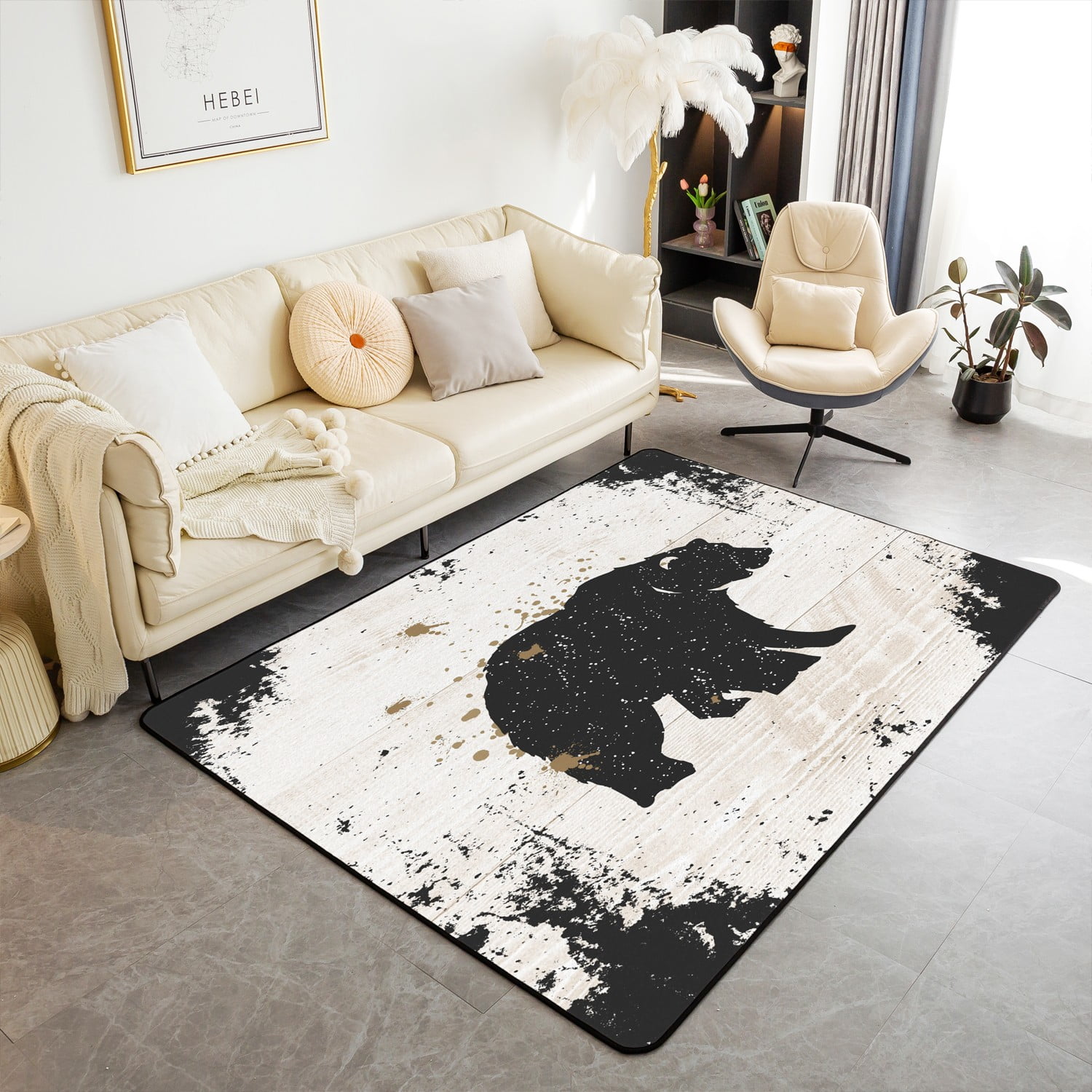 Erosebridal Bear Area Rug 5x7 for Bedside,Hunting Animal Carpet,Vintage ...