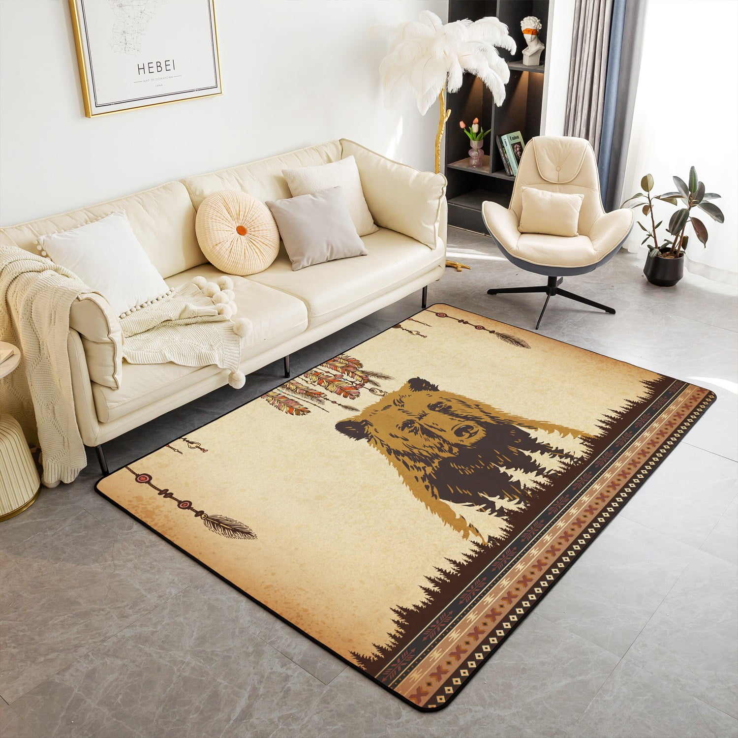 Erosebridal Bear Area Rug Bohemia Dream Catcher 3x5 for Bedside Living ...