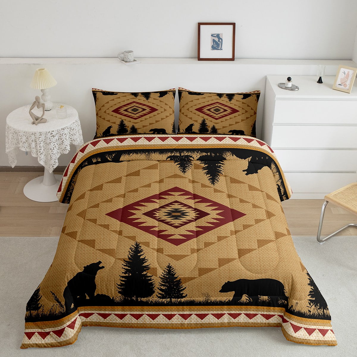 YST Bear Comforter Set Full Wildlife Bedding For Young Black Animals ...