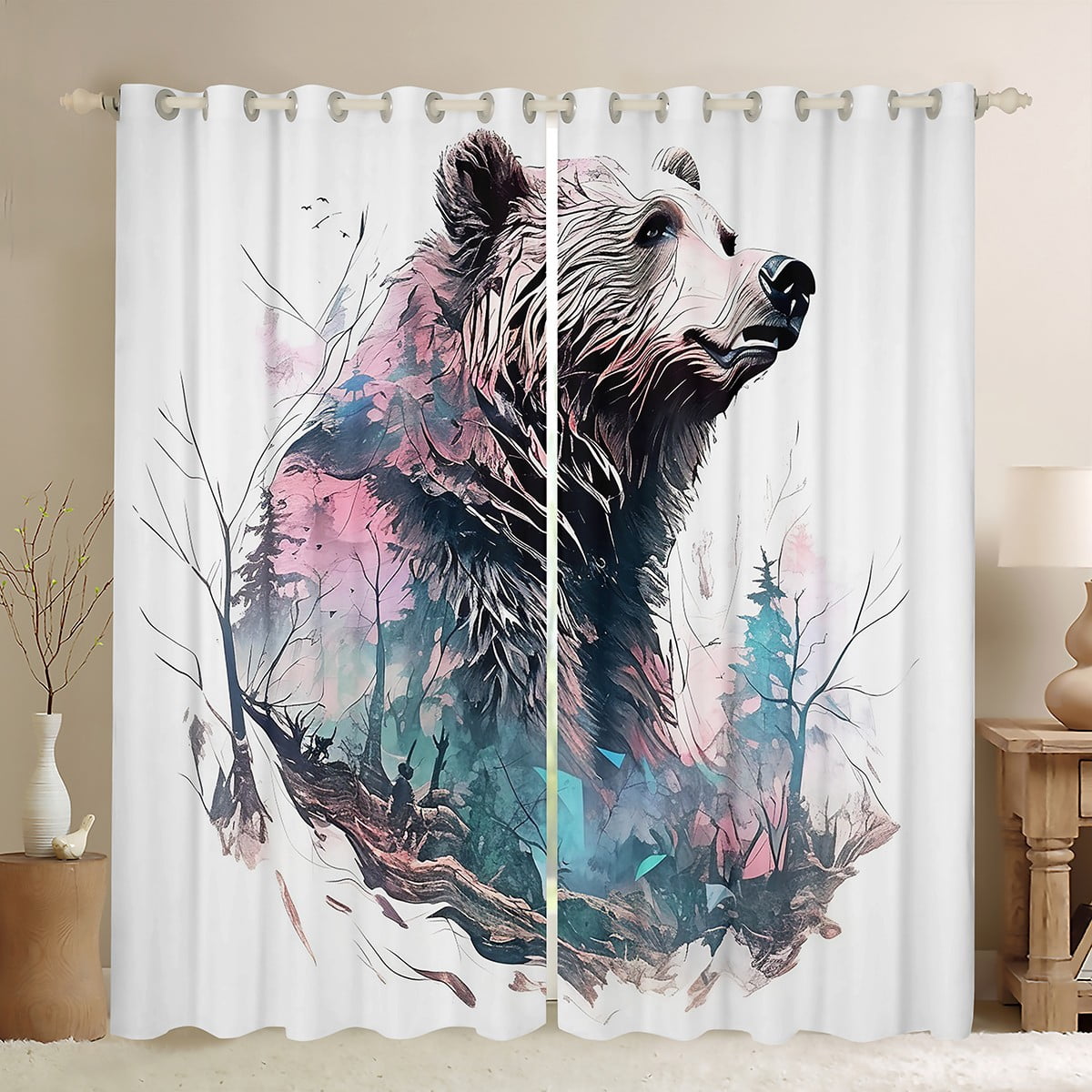 Bear Curtains & Drapes Woodland Animals 30%-50% Blackout Curtains for ...