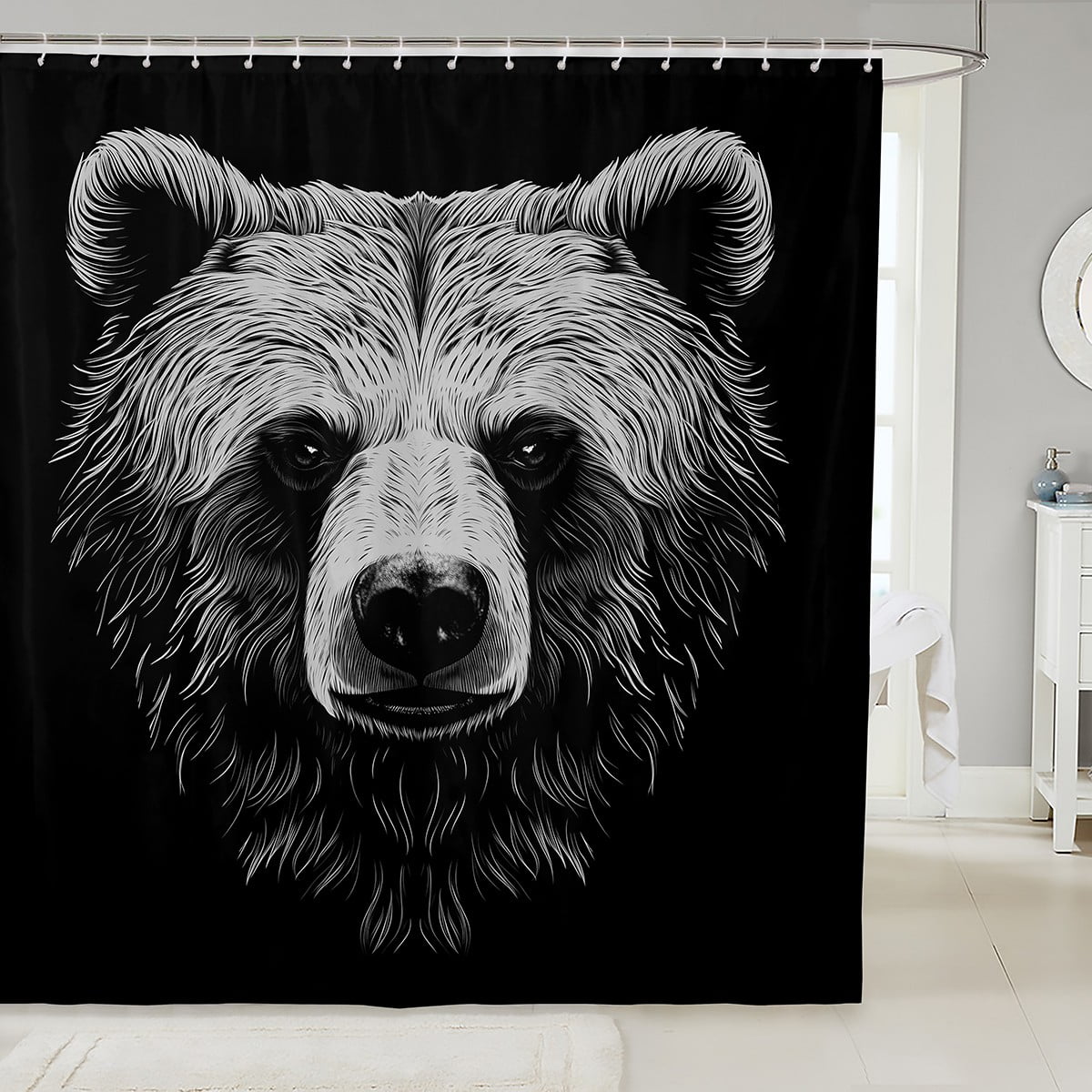 Bear Gifts Fabric Shower Curtain 3D Wild Animal Teen Bath Curtain ...