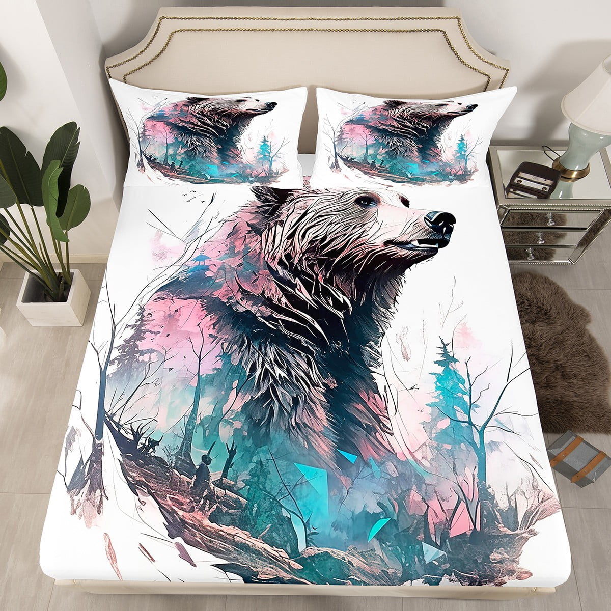 Erosebridal Bear Sheets Woodland Animals Bed Sheets Twin, Wild Safari ...