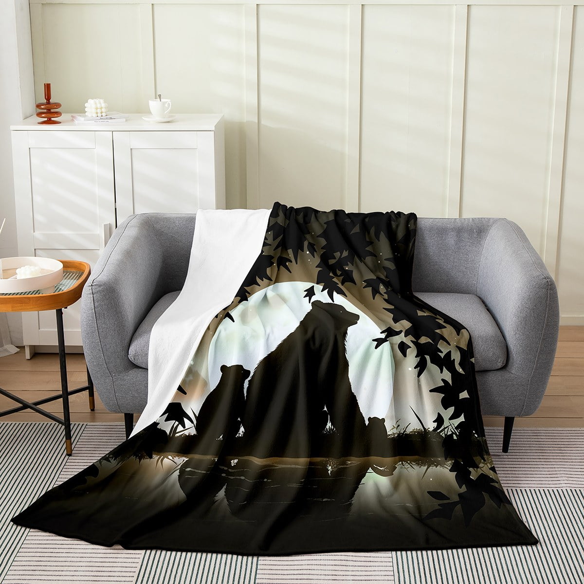 YST Bear Throw Blanket 40x50,Black Bear Heat Resisting Fleece Blanket ...