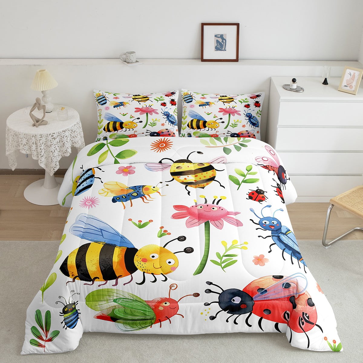 YST Bee Queen Comforter Set For Boys, Ladybird Bedding Set For Teen ...