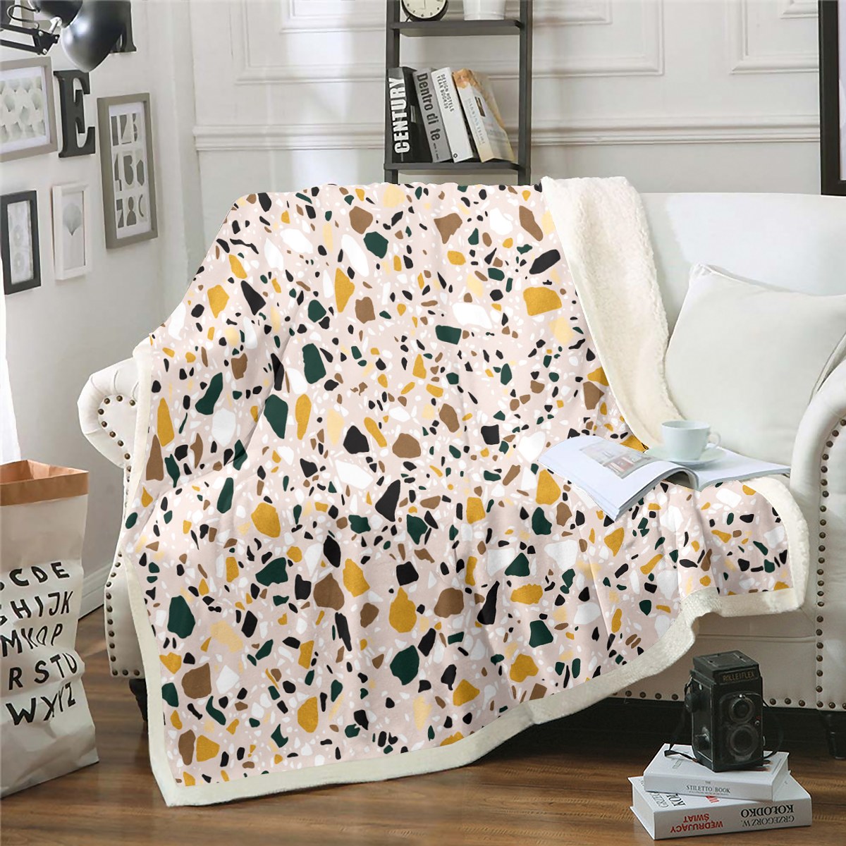 YST Biege Geometry Blanket Watercolor Stone Pattern Throw Blanket for ...