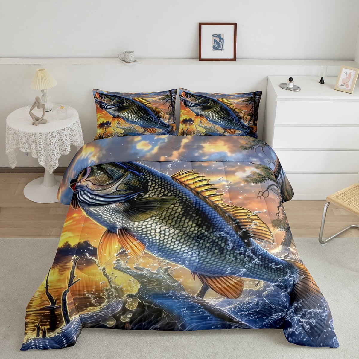 YST Big Fish King Size Comforter Set For Kids Boys Teens Pike Fish ...