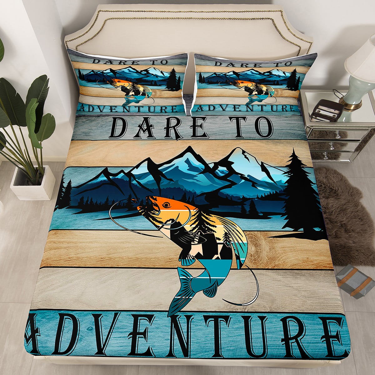 Big Pike Fish Queen Sheets Hunting and Fishing Bed Sheets, Rustic ...