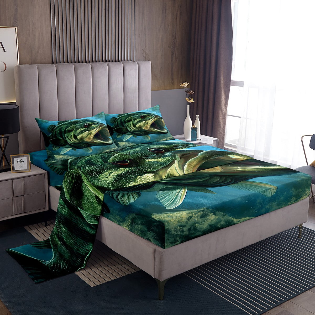 YST Big Pike Fish Twin Sheets Hunting and Fishing Bed Set for Boys ...