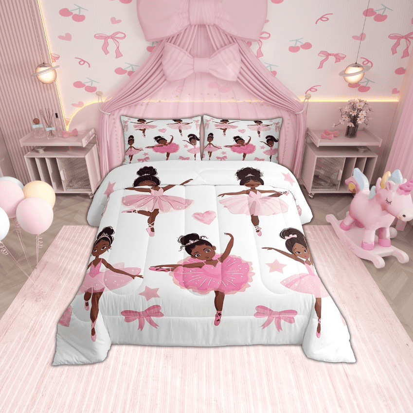 Erosebridal Black Ballet Comforter Set Full Pink Princess Bedding Set ...