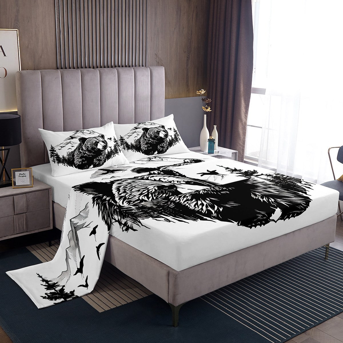 Black Bear Sheets Bear Hunting Sheet Set Full, Rustic Farmhouse Theme ...