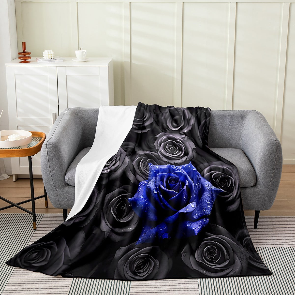 YST Black Blue Rose Blanket Baby 30x40 3D Roses Fleece Blanket Romantic ...