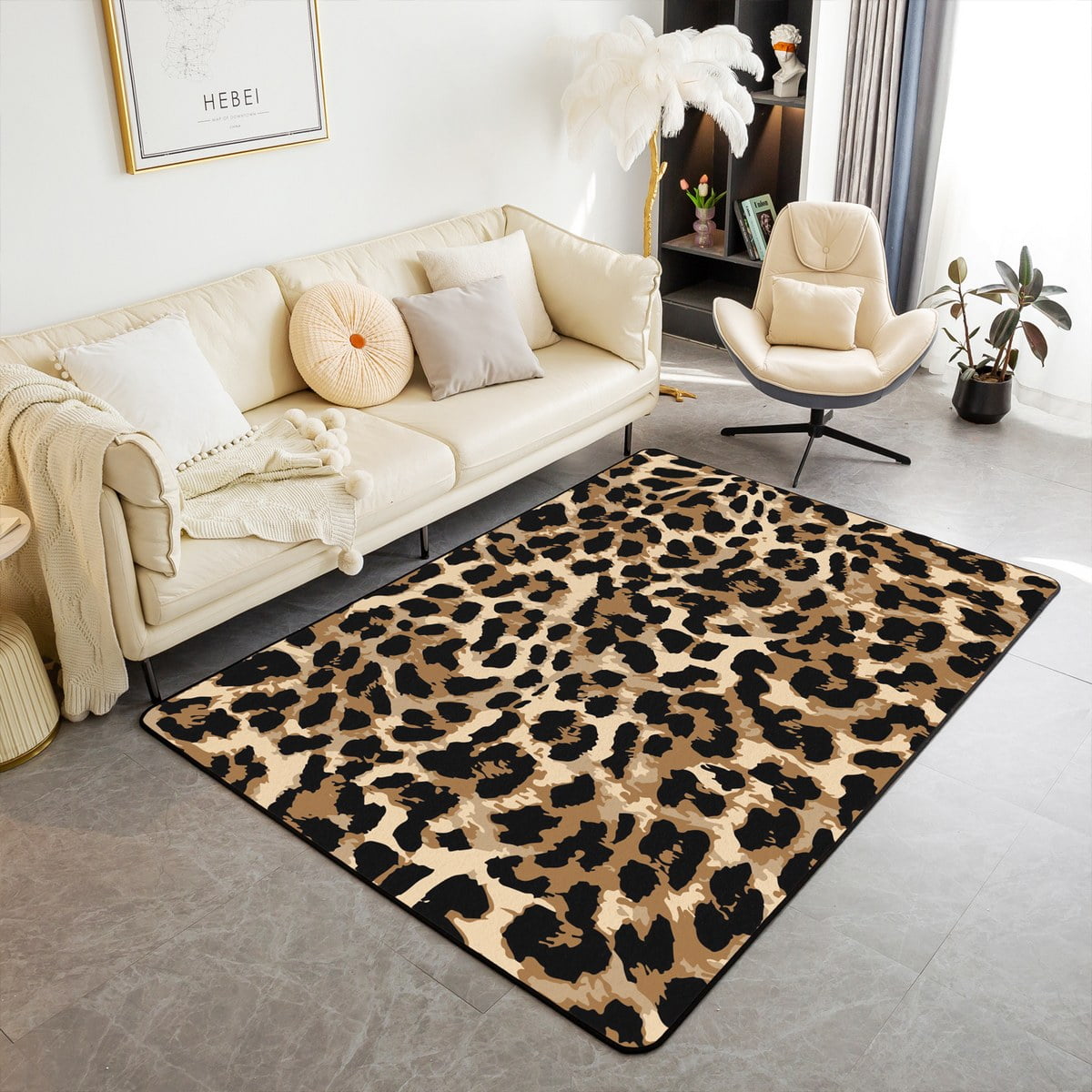 Erosebridal Black Brown Leopard Print Rug,Man Cheetah Area Rug Leopard ...