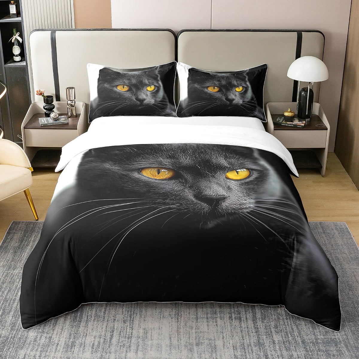 Erosebridal Black Cat Comforter Cover 100% Natural Cotton Pet Cats ...