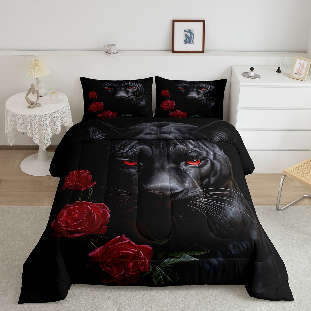 Customer reviews for YST Black Cheetah Bedding Set Queen For Kids Boys ...