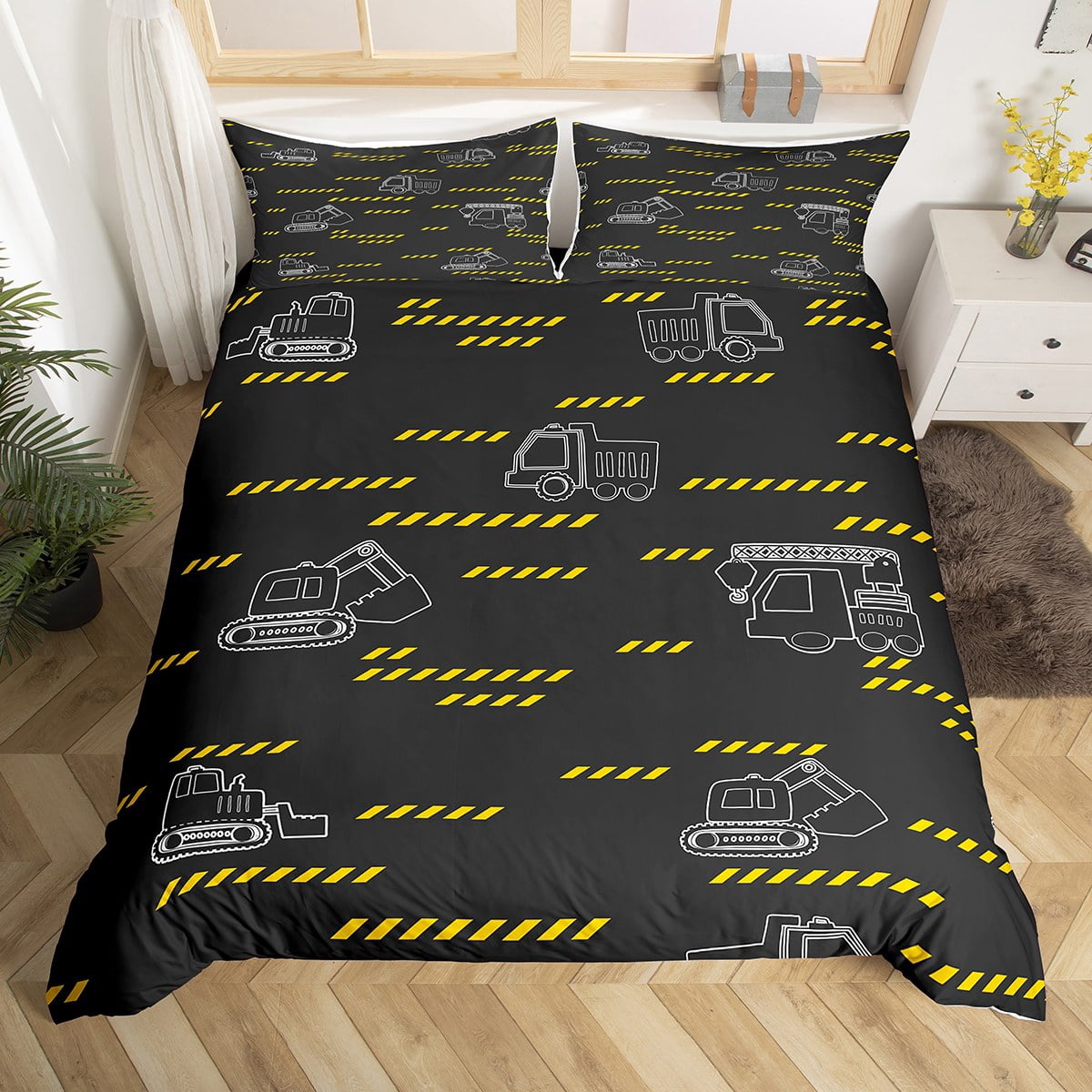 Erosebridal Black Construction Truck Duvet Cover Twin Tractor Bedding ...