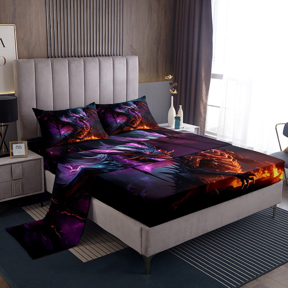 YST Black Dragon Queen Sheet Set Magic Animal Sheets, Magical World Bed ...