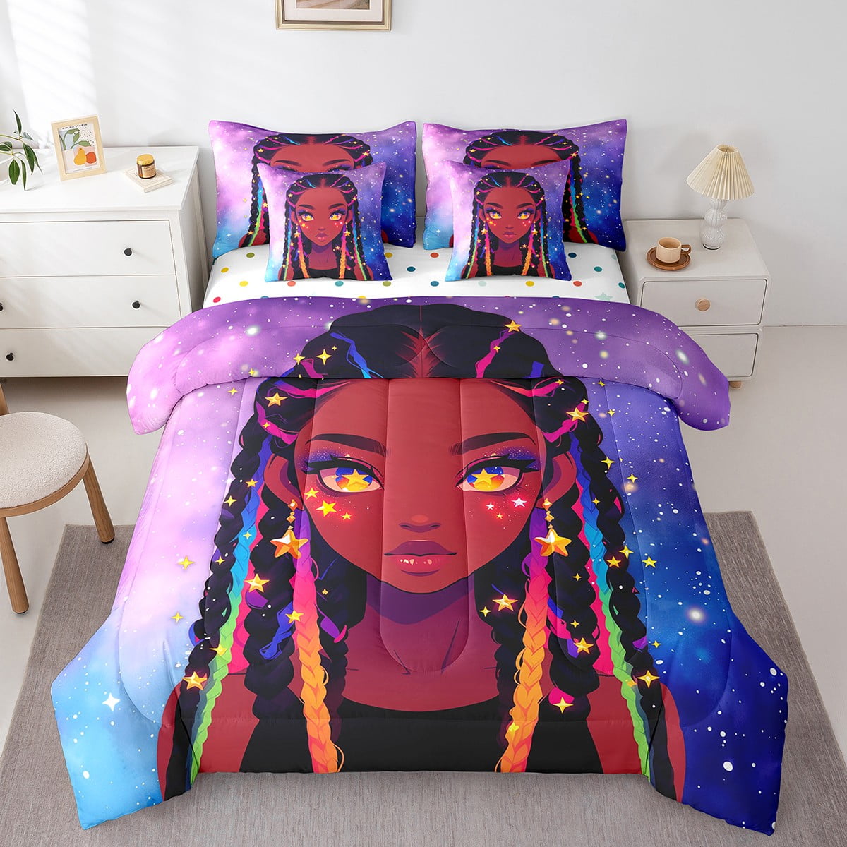 Erosebridal Black 7 Pcs Comforter Set Full African Princess Bedding ...