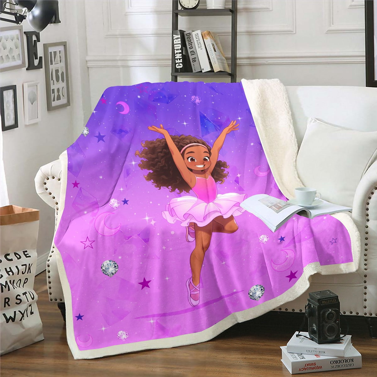 YST Black Girls Throw Blanket 40"X50" For Kids Women, Starry Sky ...