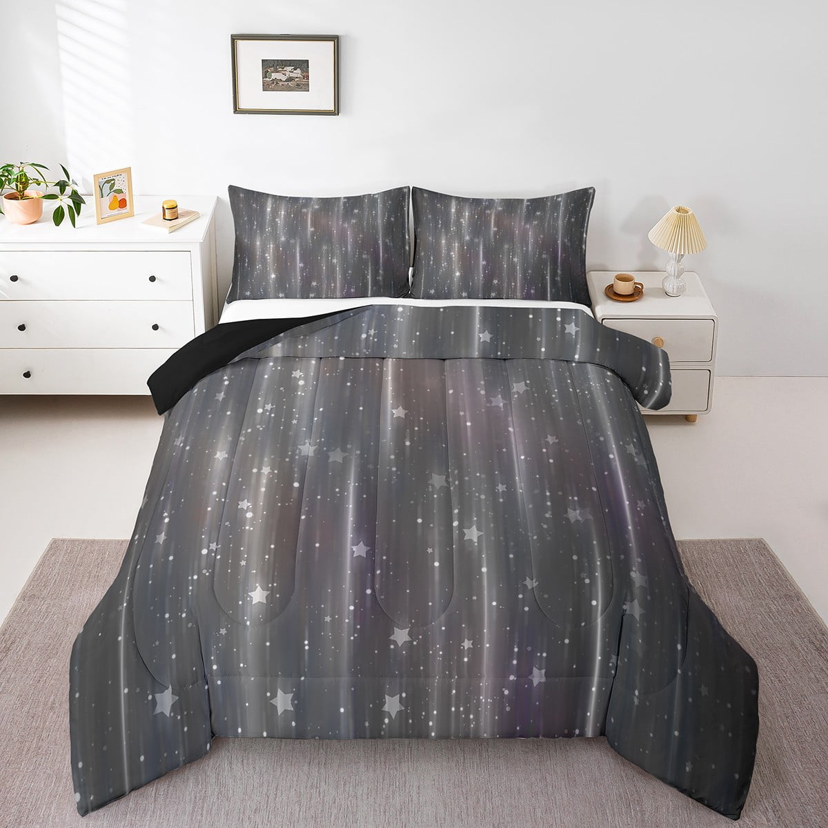 Black and Grey Bedding Twin Size Aesthetic Gradient Comforter Set Twin ...