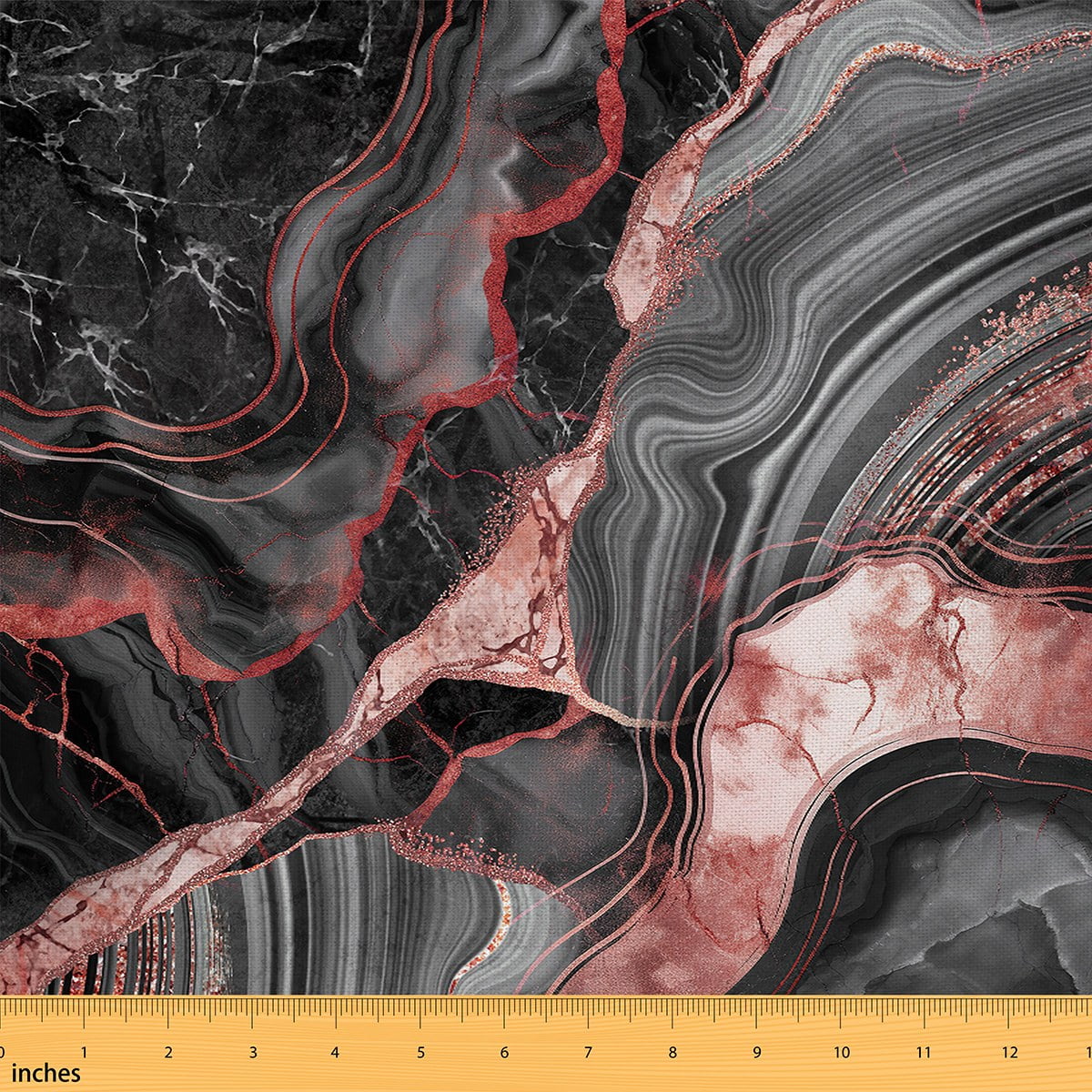 YST Black Grey Marble Fabric By The Yard, Pink Red Marbling Crack ...