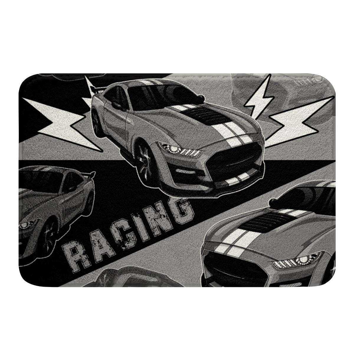Black Grey Race Car Bath Rugs Sports Car Bathroom Rugs,Race Car ...