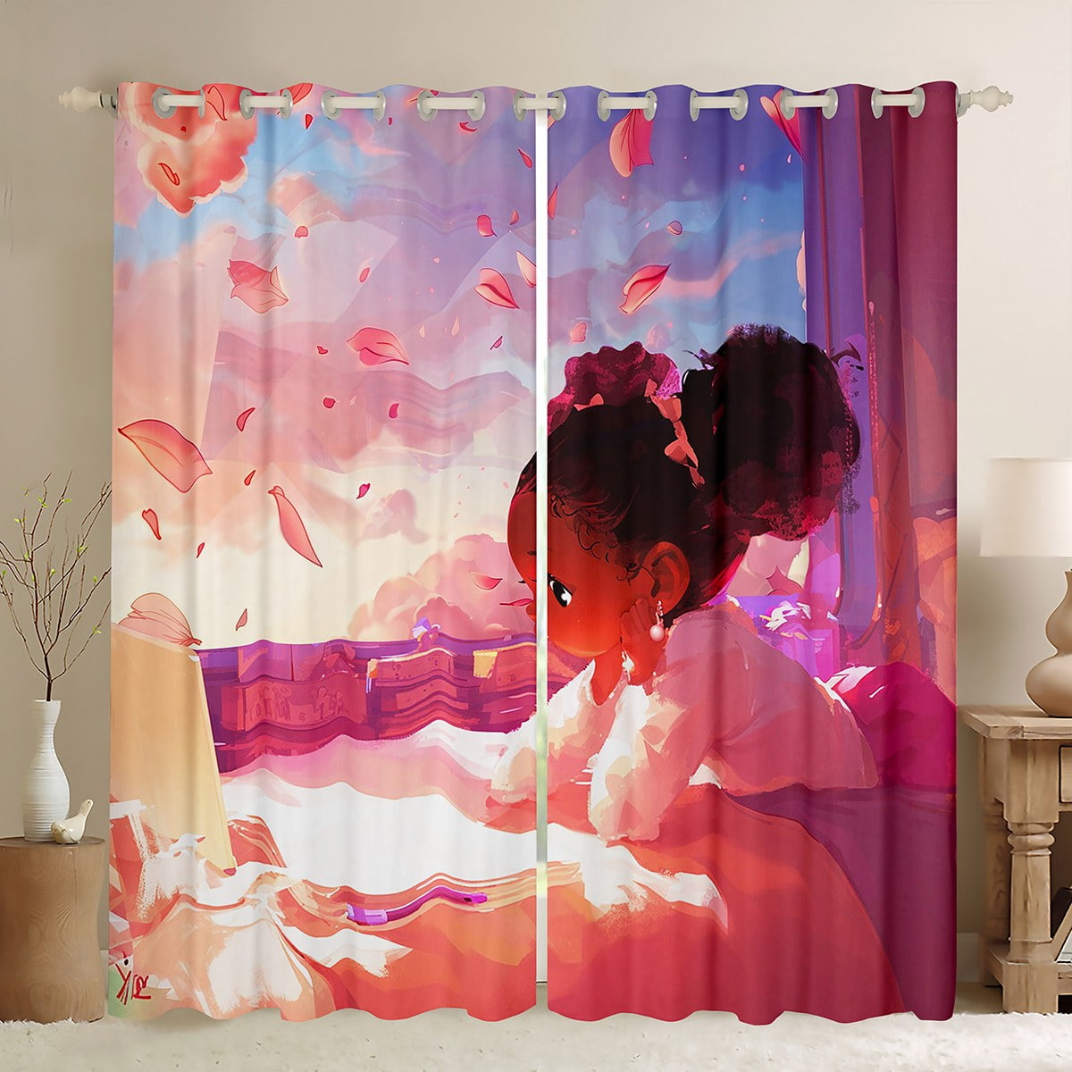 Erosebridal Black Little Curtains & Drapes 52"Wx84"L Black Magical ...