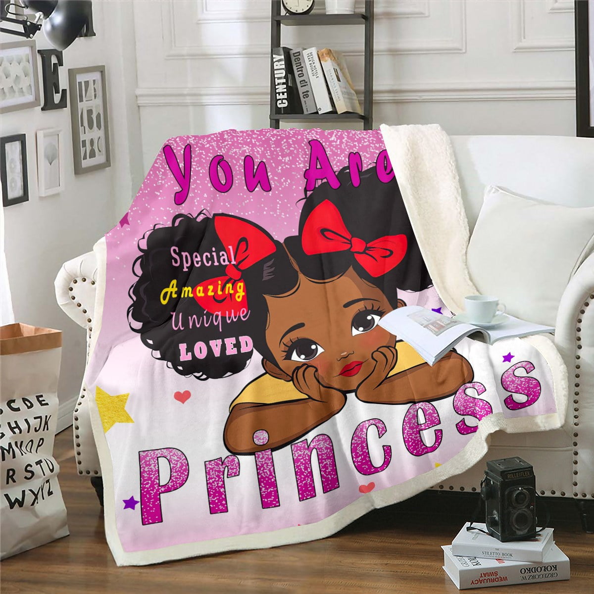 Black Fleece Throw Blanket Twin 60"X80" American African Princess Throw ...