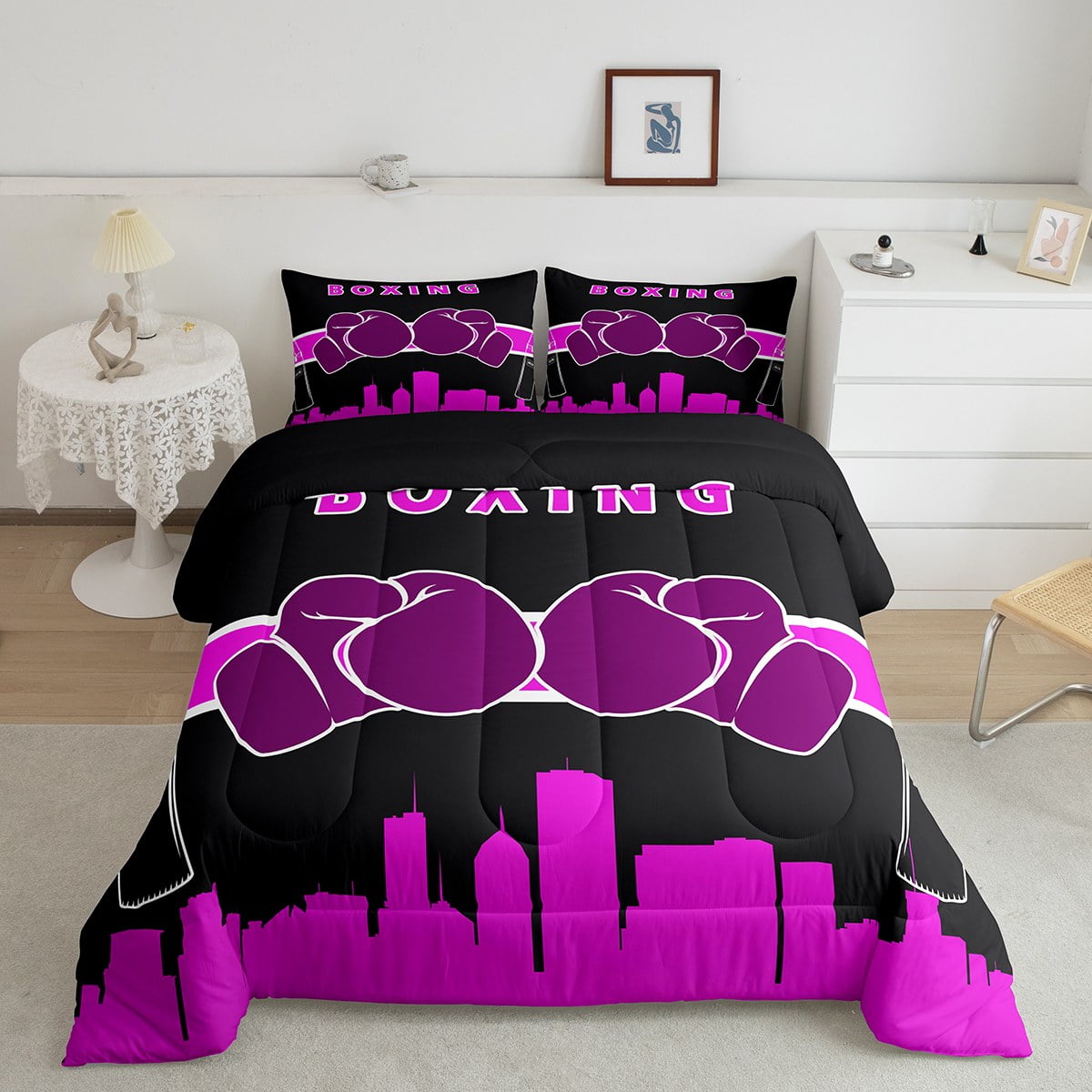 Black Pink Bedding Set Boxing Comforter Set, Extreme Sports Down ...