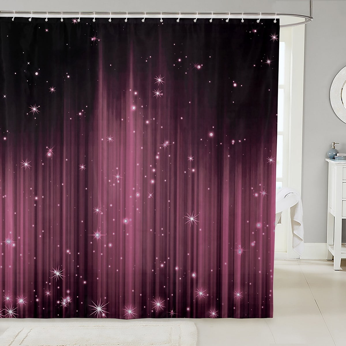 Pink And Black Shower Curtain