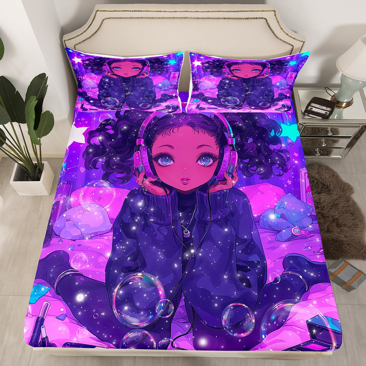 Erosebridal Black Princess Bed Sheets American African Twin Bedding ...